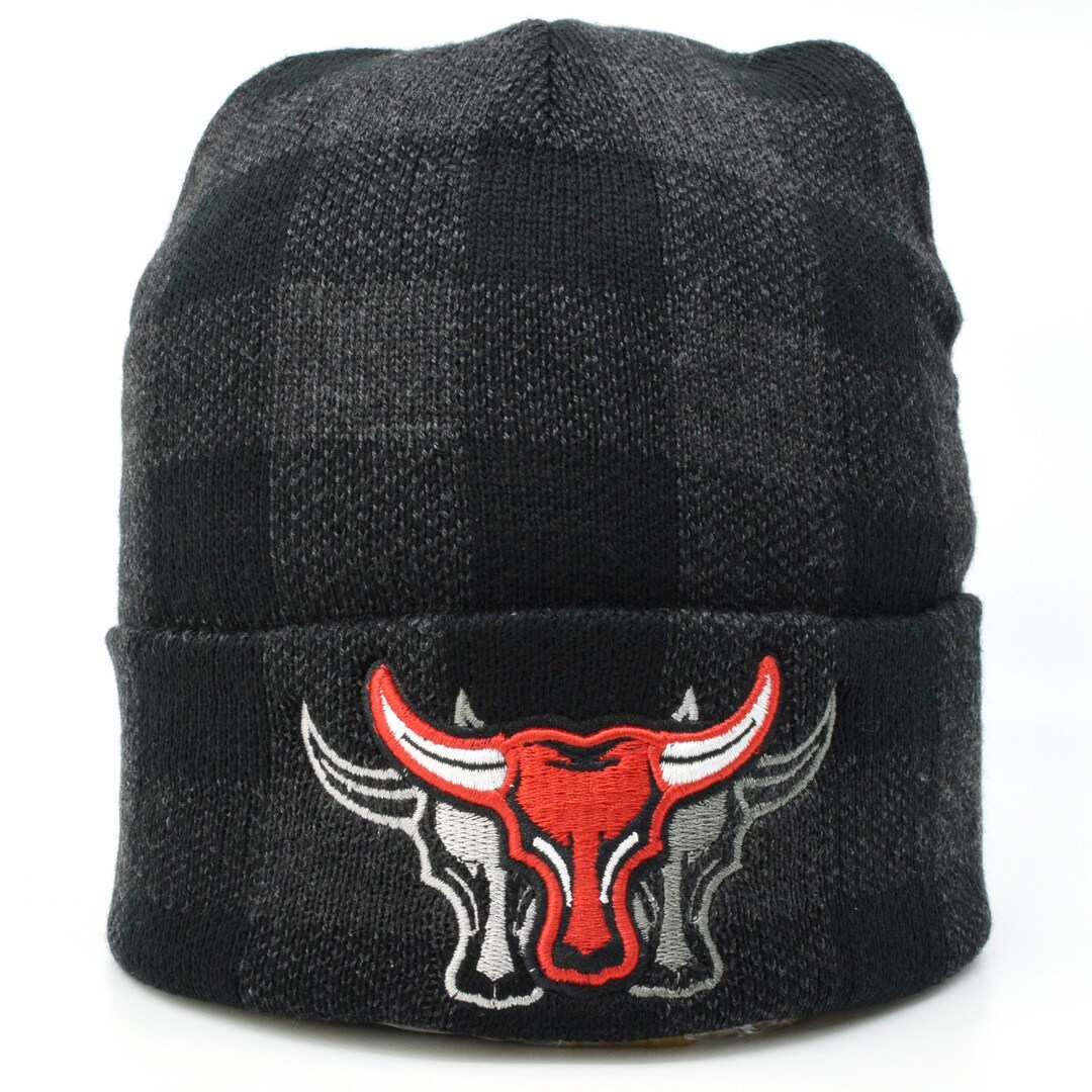 Bull Longhorn Embroidery Knit Winter Warm Skull Bull Head Hat Fold-up ...