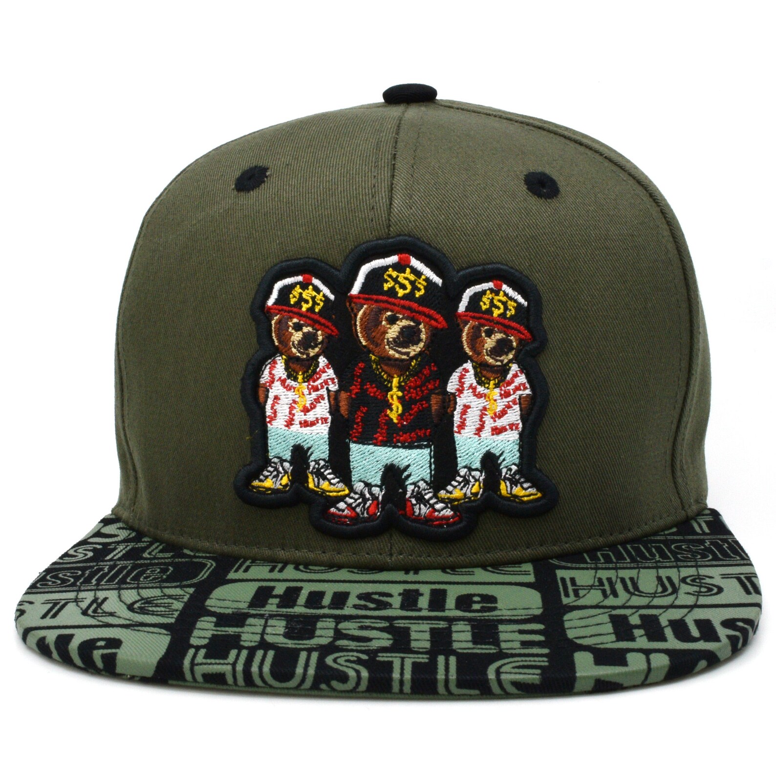 Hustle Bear Snapback Cap Leader Hip Hop Bear Cotton Adjustable Baseball ...