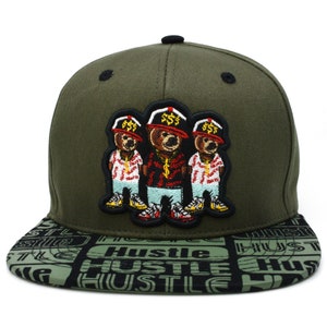 Hustle Bear Snapback Cap Leader Hip Hop Bear Cotton Adjustable Baseball ...