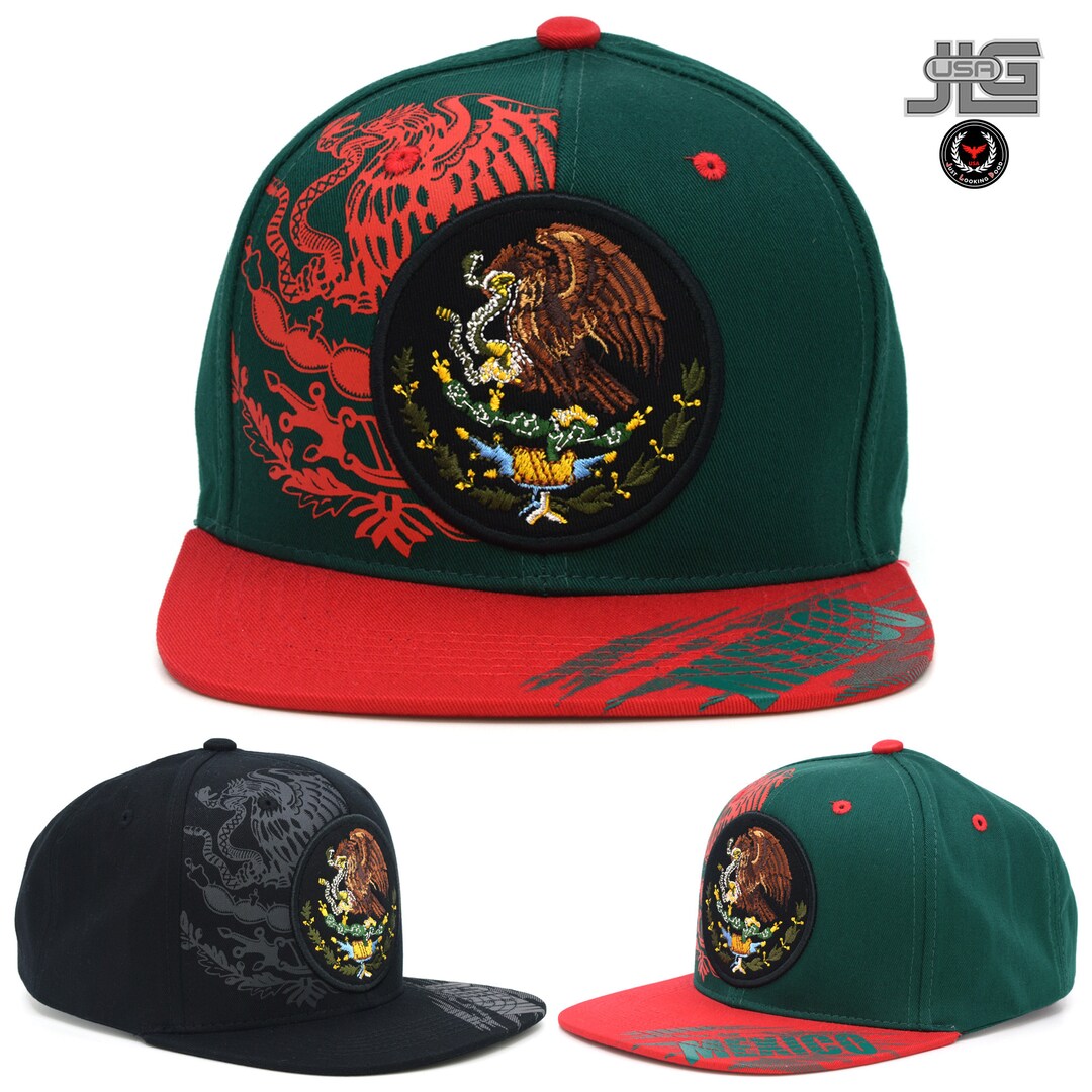 Mexican Eagle New TL MEX Embroidery Snapback Hat Flat Bill Adult ...