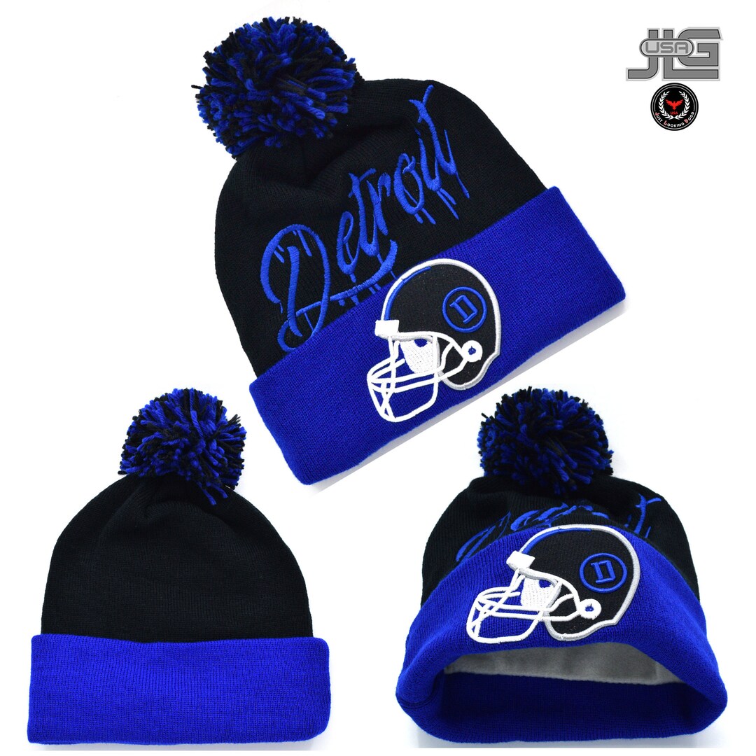 Detroit Drip New Leader D Black Royal Skull Cap Beanie Winter Hat - Etsy
