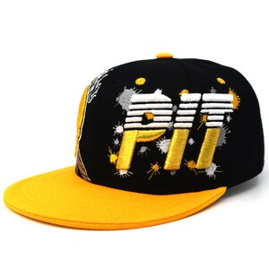Pittsburgh Baseball Cap Splash P Skull Gold Black Snapback Hat New - Etsy