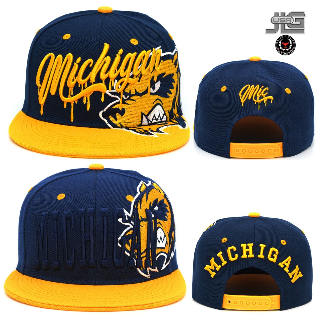 Michigan Baseball Cap Circle City Wolverine Embroidery Snapback Blue ...