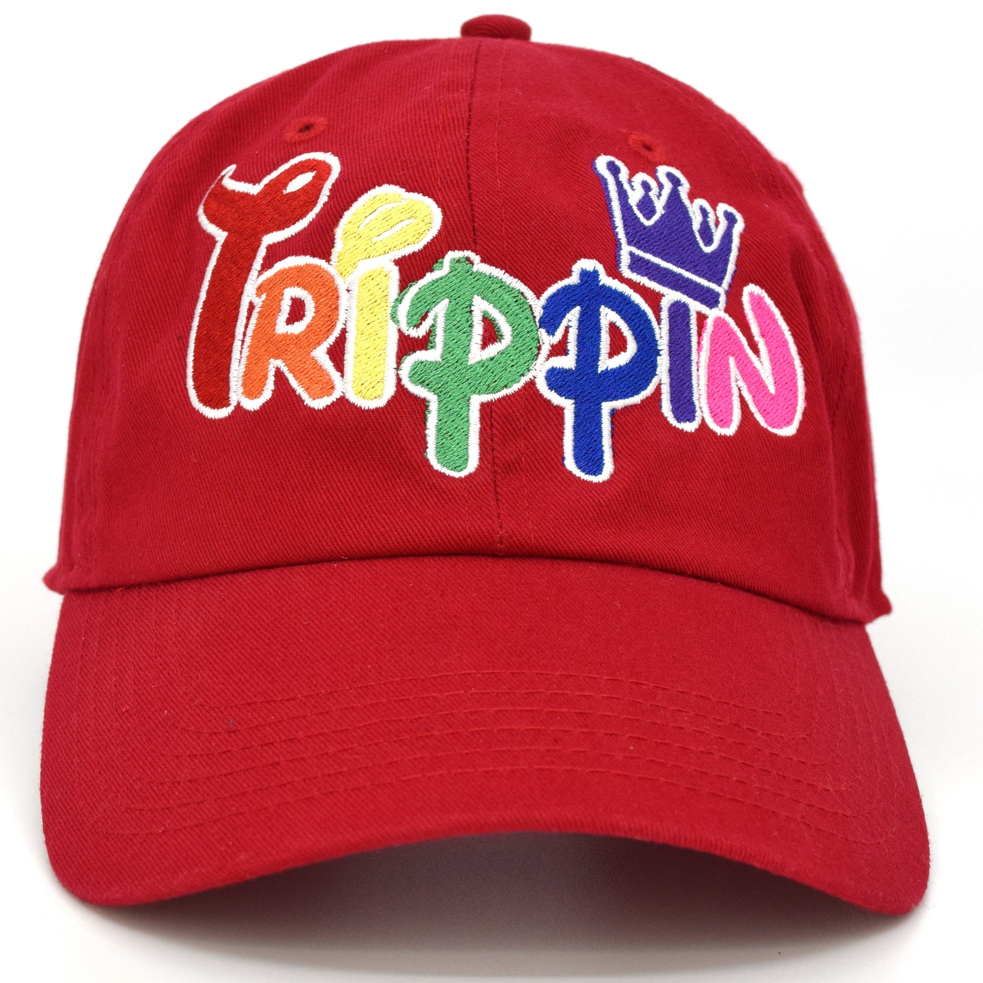 Trippin Dad Hat Cotton Multi Color Trippin Crown Embroidery | Etsy