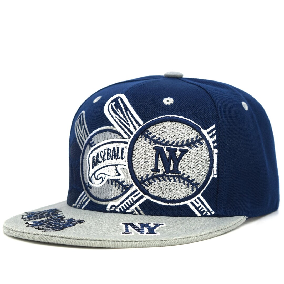New York New Triple City NY Hat Embroidery Navy Blue Gray Snapback ...