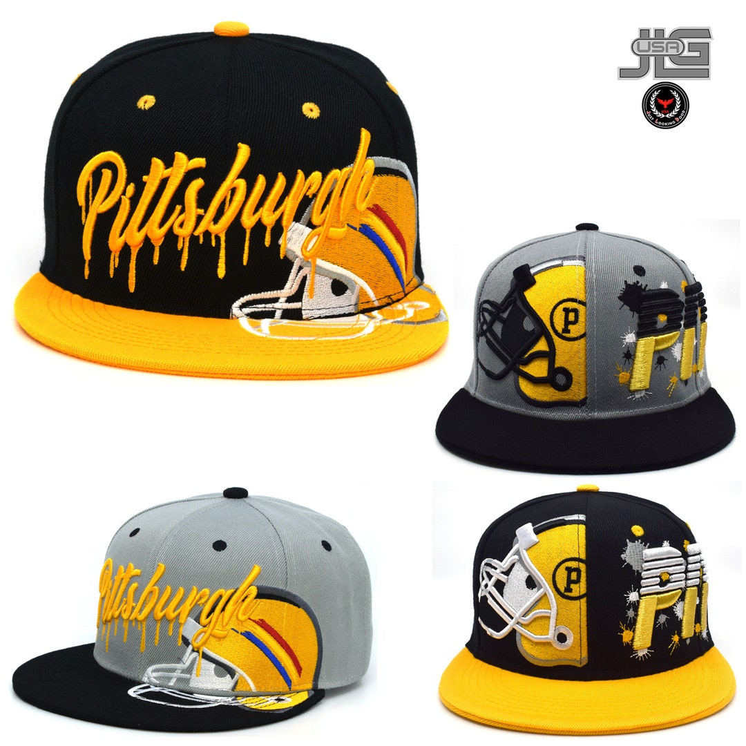 Pittsburgh New Leader Splash Drip City P Helmet PIT Embroidery Snapback ...