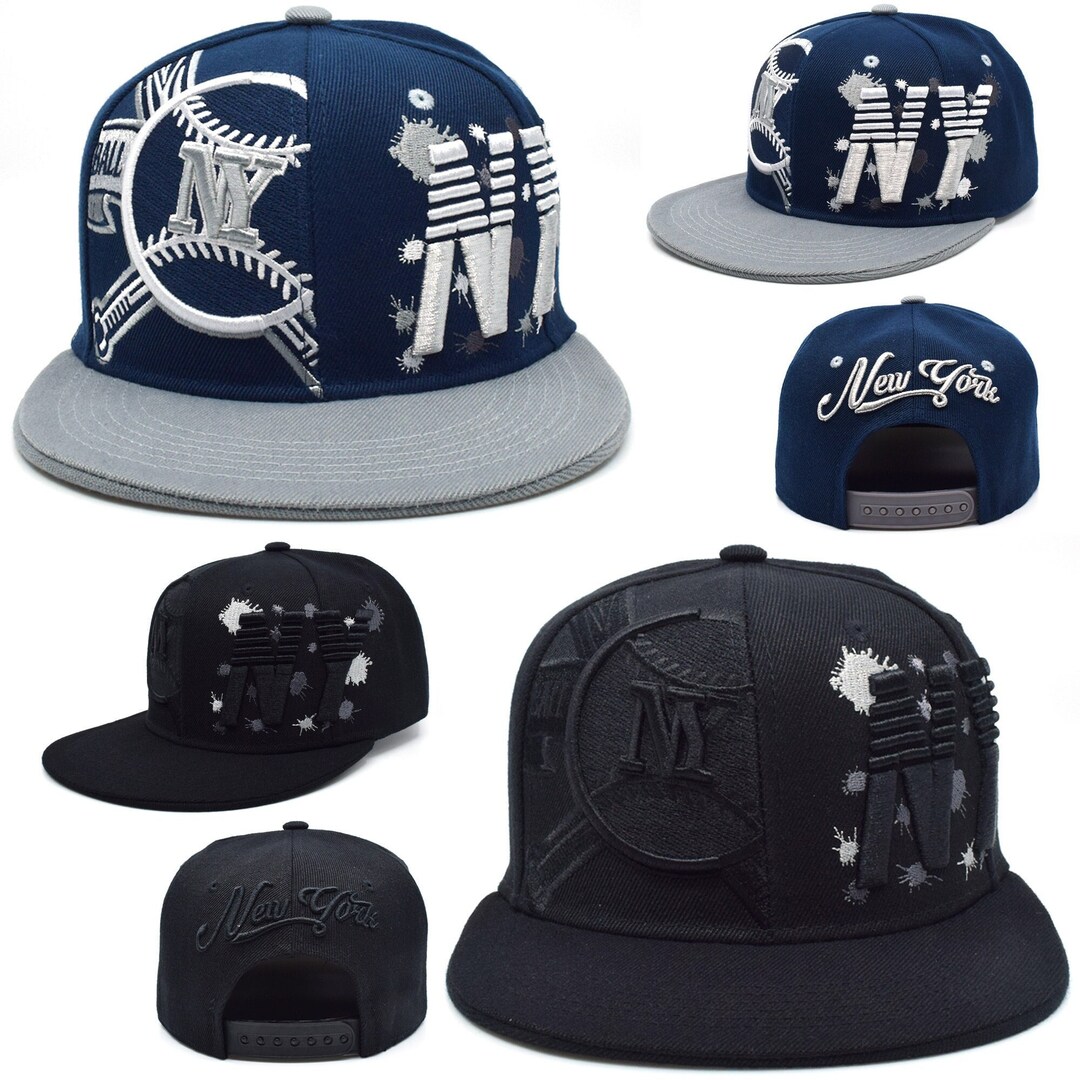 New York Baseball Cap Splash Cross Bats NY Navy Black Snapback Hat New ...