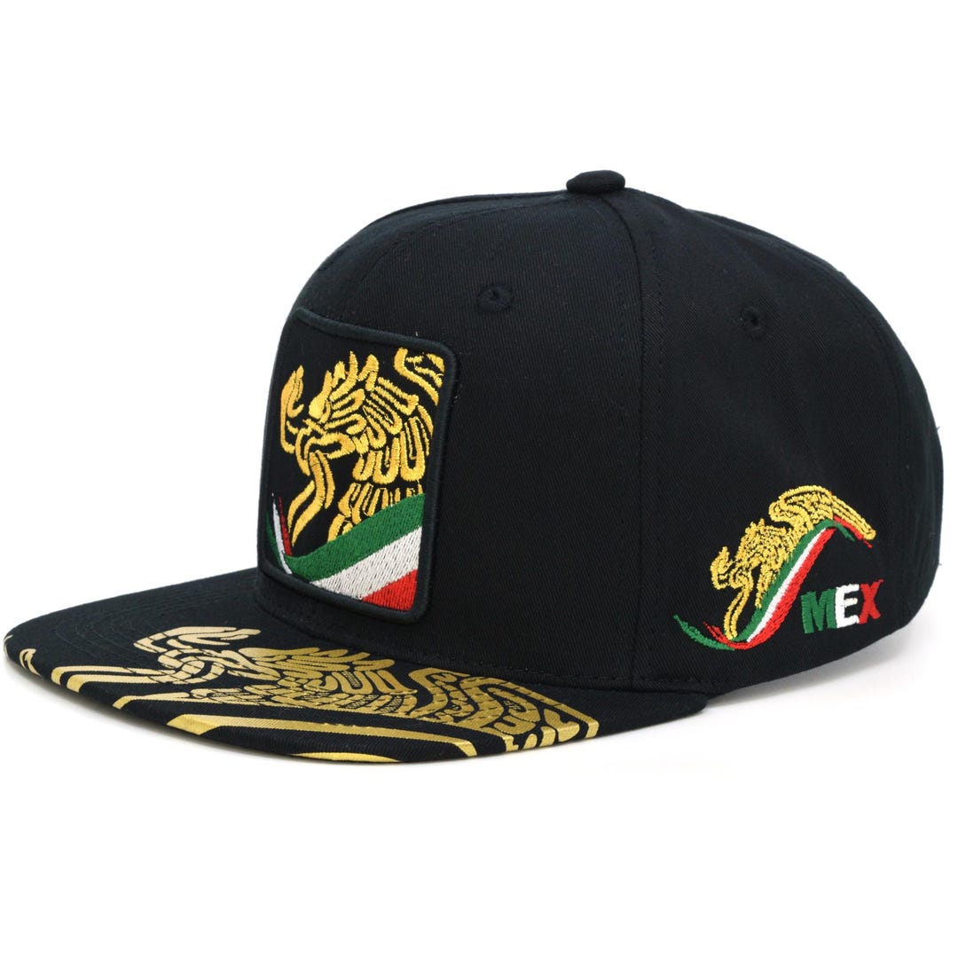 Mexican Eagle Hat New MEX TL Mexico Embroidery Snapback Hat Golden ...