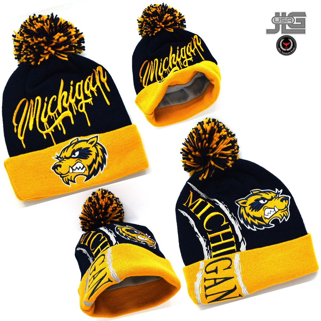 Michigan Hat Angry Head Wolverines Skull Cap Beanie Winter Hat - Etsy
