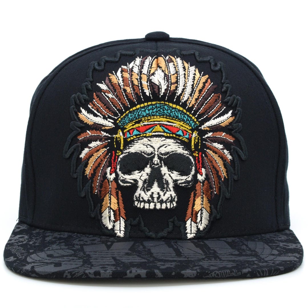 Skull Warrior New TL Indian Chief Hat Embroidery Snapback Baseball Cap ...