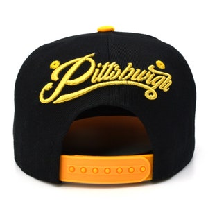 Pittsburgh Baseball Cap Splash P Skull Gold Black Snapback Hat New - Etsy