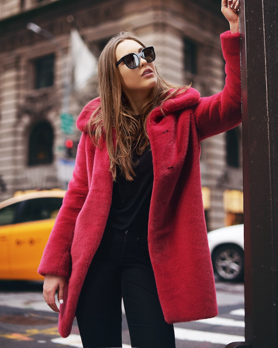 Red Faux Fur Long Jacket | Long Faux Fur Coat |long Faux Fur Jacket ...