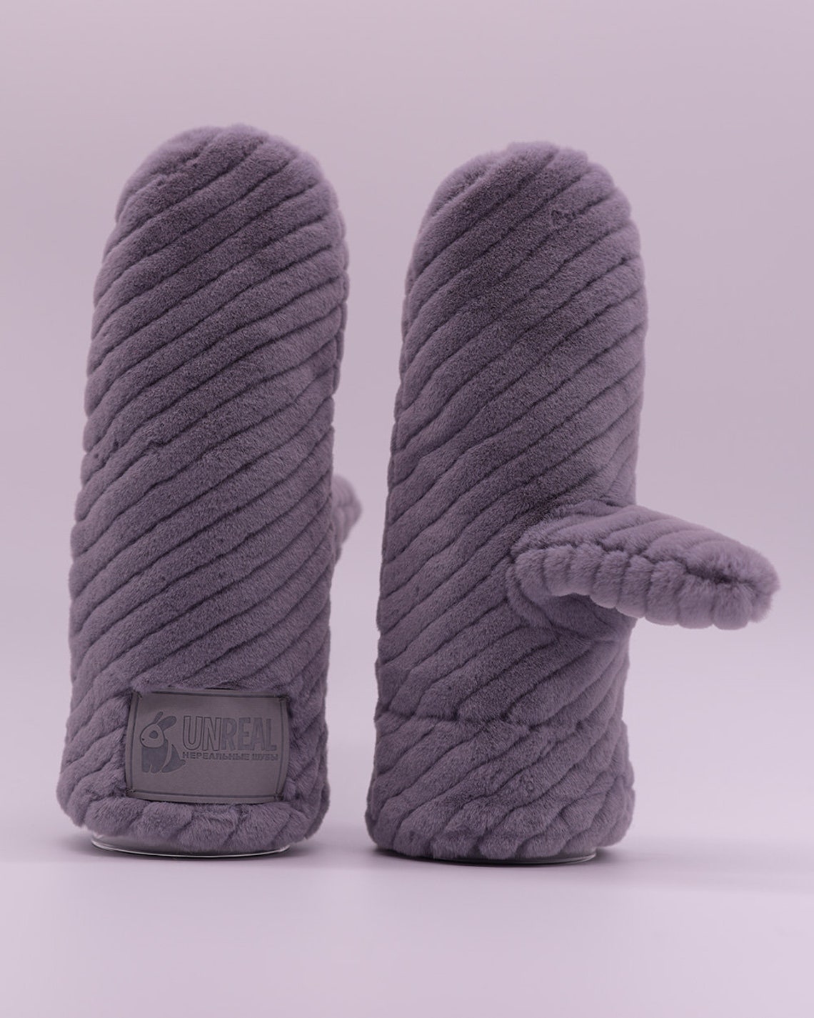 Grey Faux Fur Mittens Women's Mittens Womens Faux Fur | Etsy