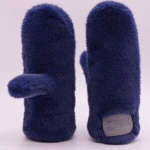 Blue Faux Fur Mittens | Women's Mittens | Womens Faux Fur Mittens ...