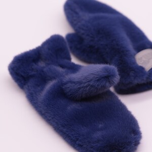 Blue Faux Fur Mittens | Women's Mittens | Womens Faux Fur Mittens ...