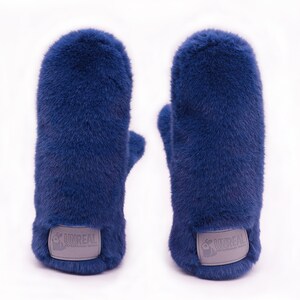 Blue Faux Fur Mittens | Women's Mittens | Womens Faux Fur Mittens ...