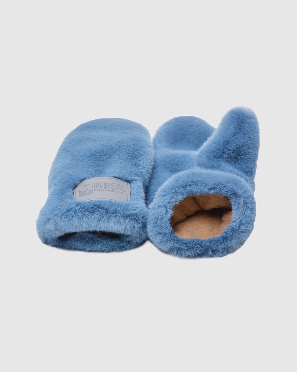Blue Faux Fur Mittens | Women's Mittens | Faux Fur Mittens | Blue ...