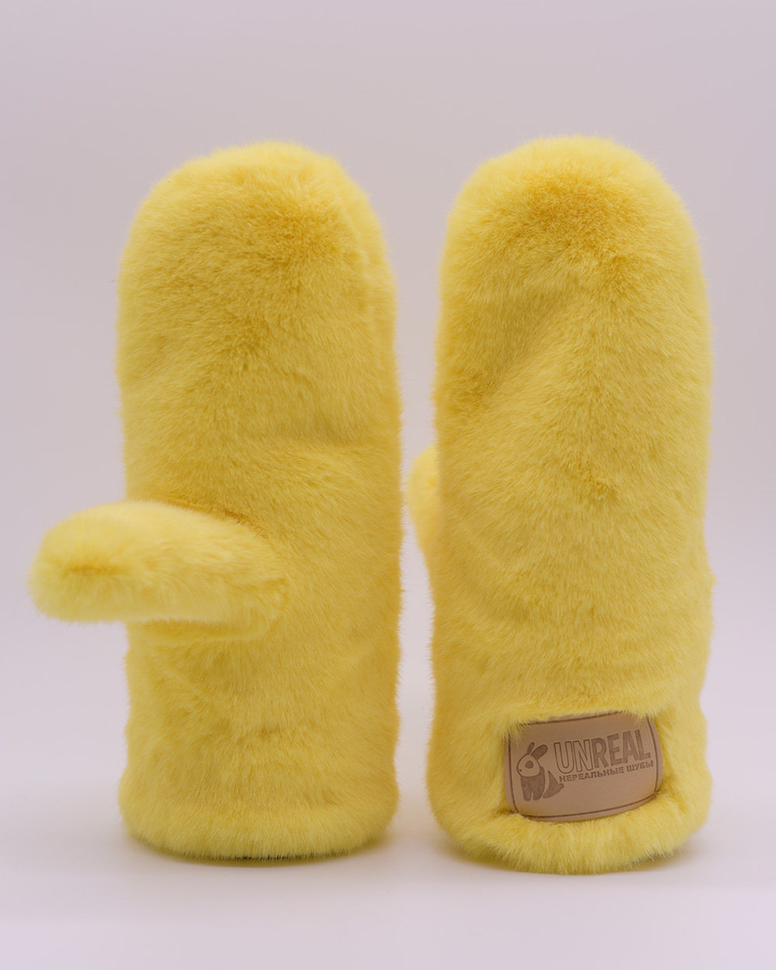 Yellow Faux Fur Mittens | Women's Mittens | Women's Yellow Mittens ...
