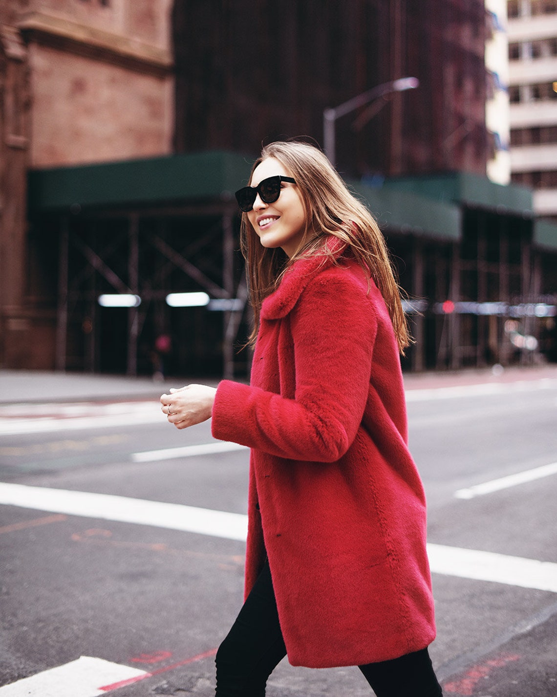 Red Faux Fur Long Jacket Long Faux Fur Coat long Faux Fur Jacket Pink ...