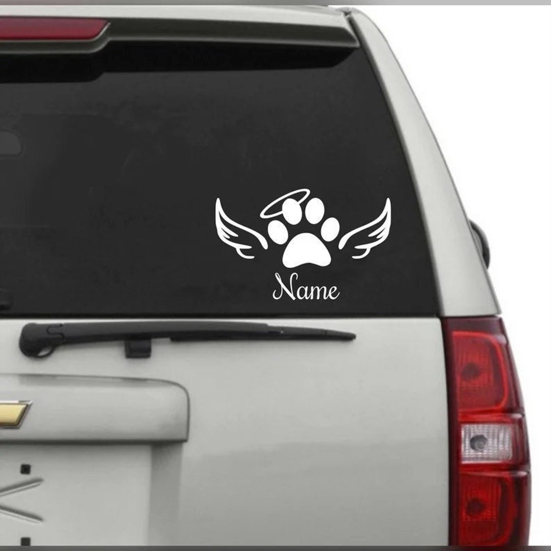 Personalized Dog Memorial Vinyl Decal Paw Print Decal Pet Name Custom ...