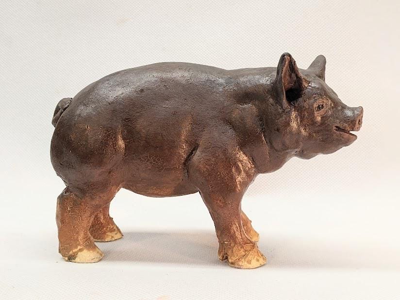 Stoneware Ceramic Pig Sculpture 6 1/2" X 5" X 4 1/2". This One of a ...