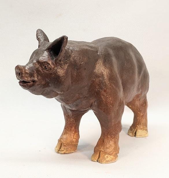 Stoneware Ceramic Pig Sculpture 6 1/2" X 5" X 4 1/2". This One of a ...