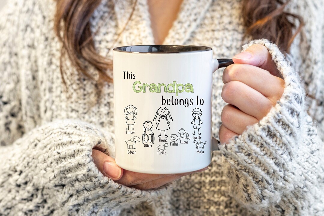 Personalized Grandpa Mug: Stick Figure Family Gift - Etsy