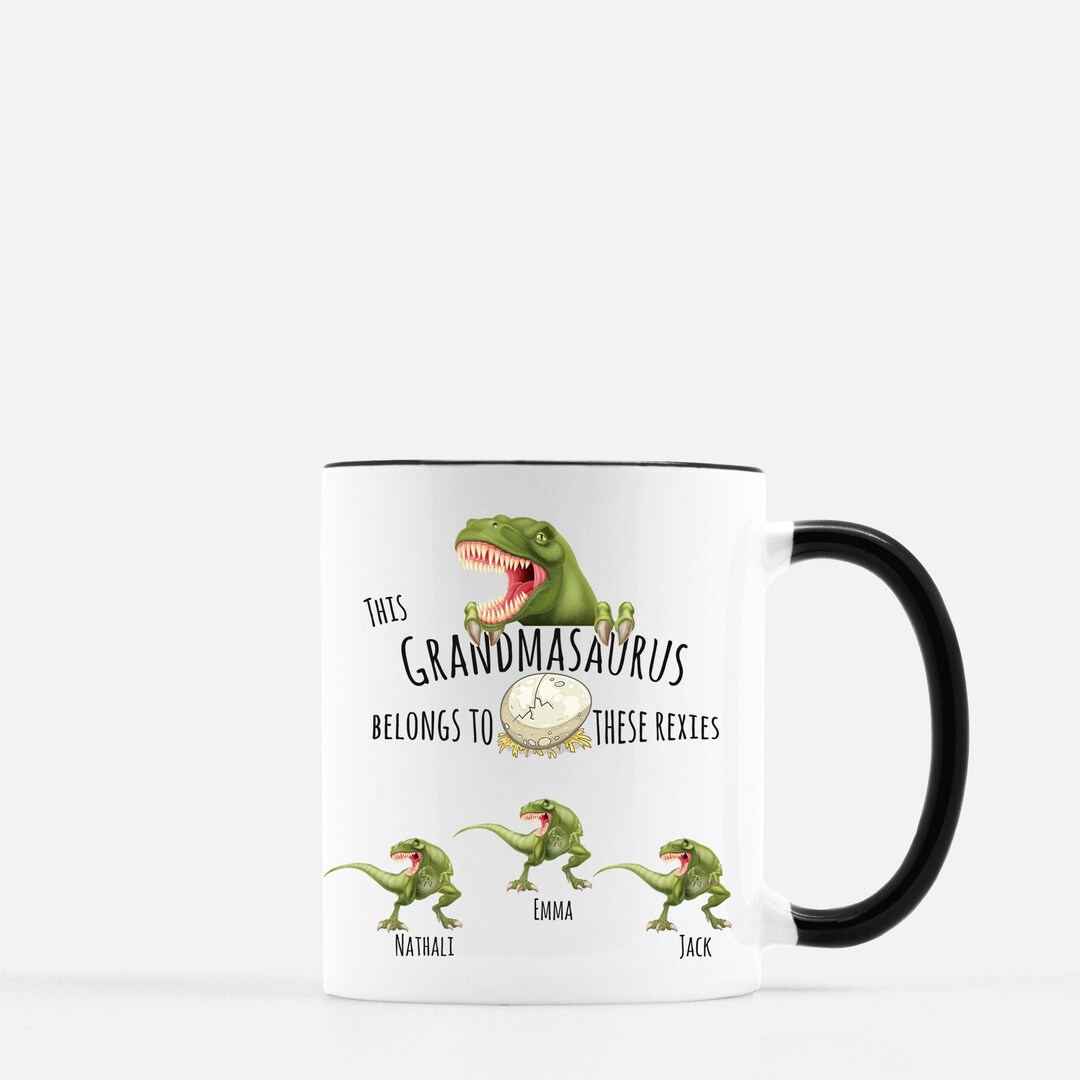 Grandma T-rex Mug, Grandmasaurus Cup Personalized, Grandma Funny Mug ...