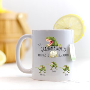 Grandma T-rex Mug, Grandmasaurus Cup Personalized, Grandma Funny Mug ...