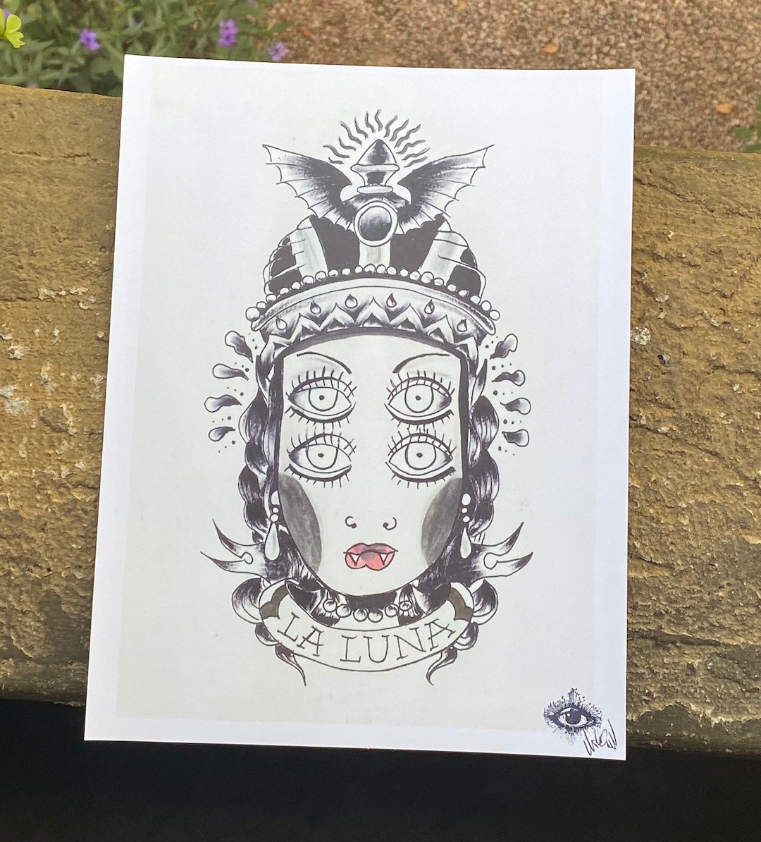 La Luna Original Tattoo Art Prints/ Tattoo Design by Thirdeyeessence - Etsy
