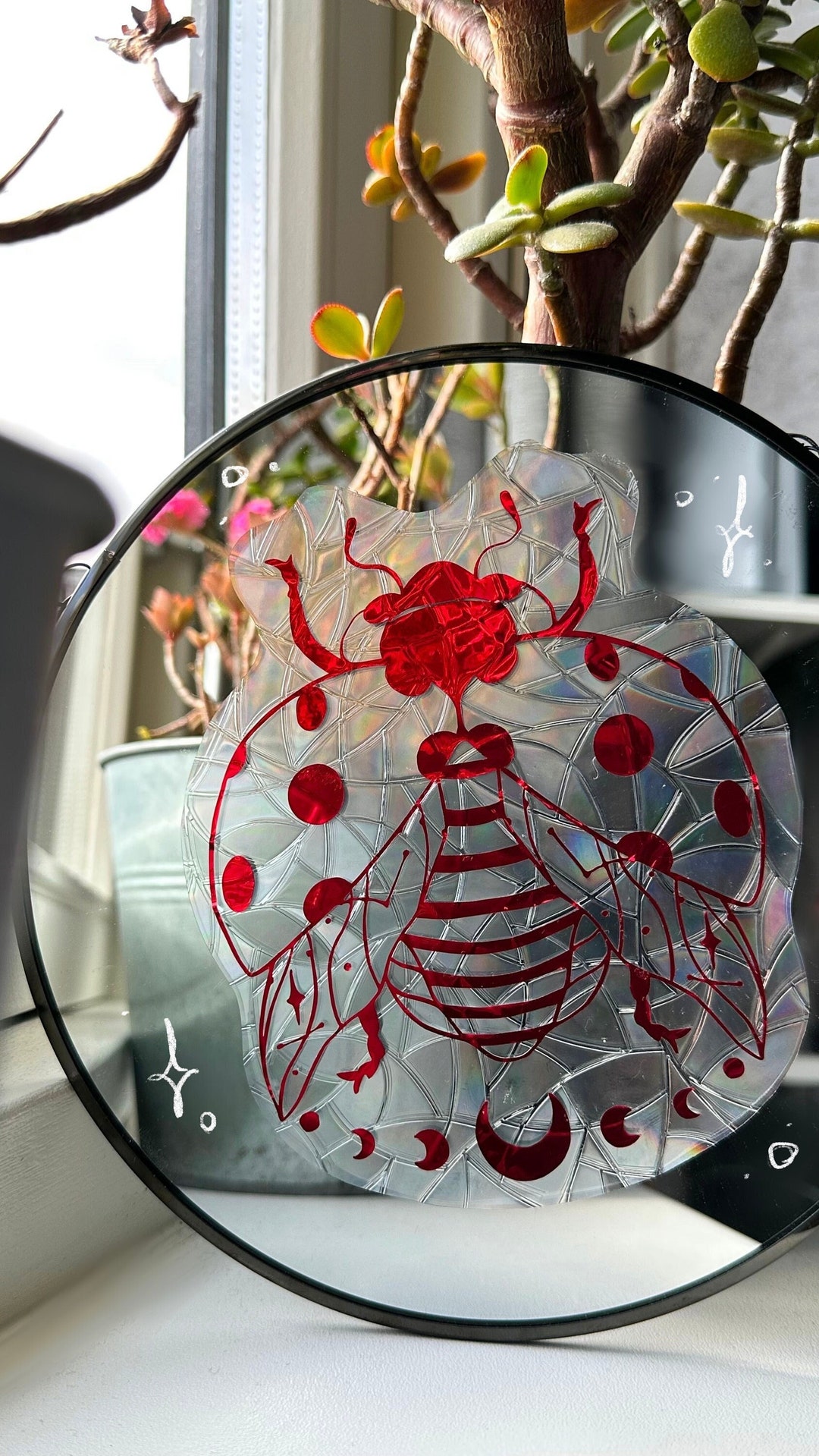 Red Ladybug Suncatcher | Window Sticker, Sticker, Rainbows, Holographic ...