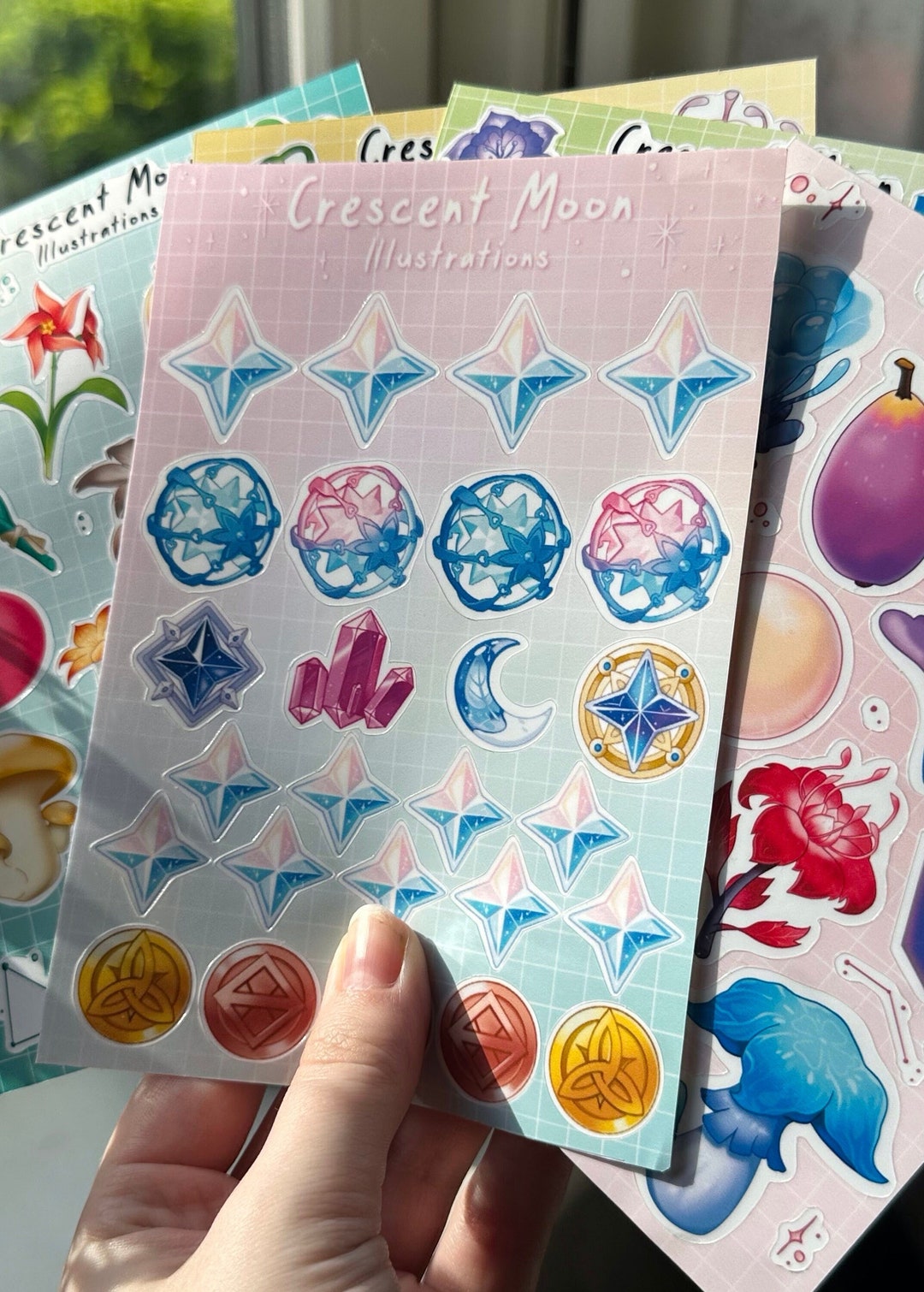 Genshin Impact Sticker Sheet Primo Gem Wishes Money Stickers Waterproof ...