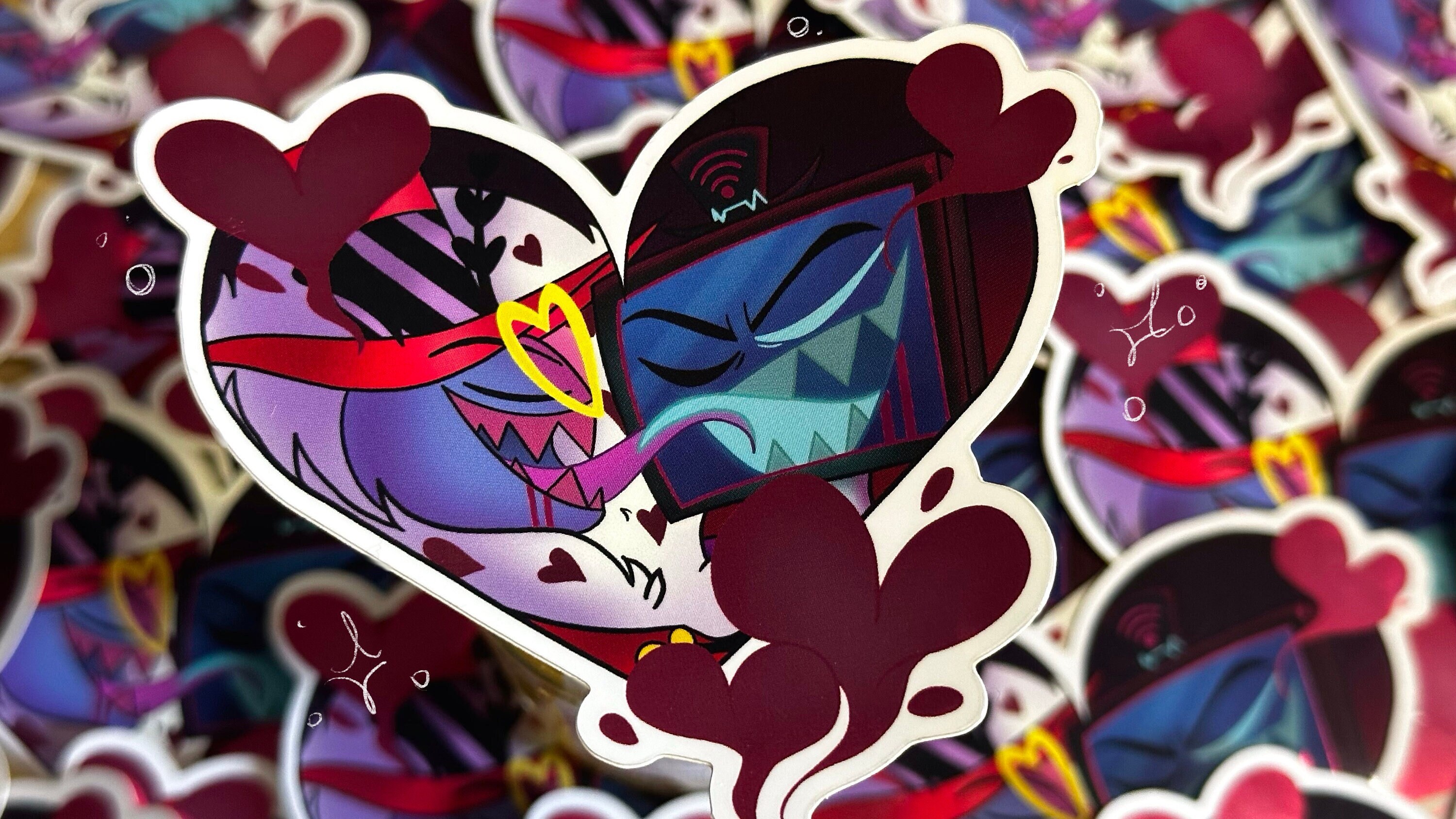 Hazbin Hotel Big Heart Sticker: Alastor, Vaggie, Husk, Angel Dust ...