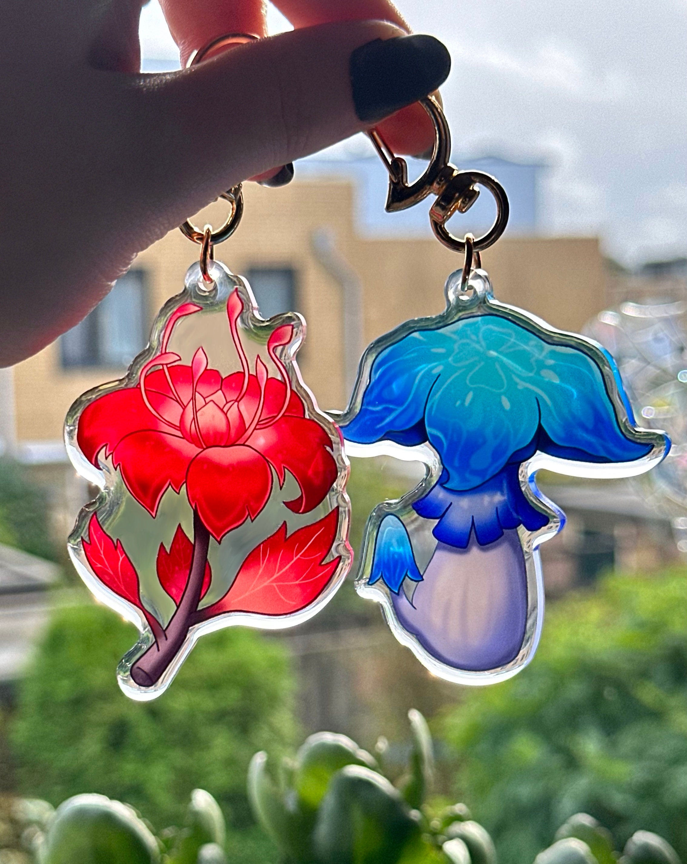 Genshin Impact Inazuma Flora Epoxy Keychains Dendrobium and Fluorescent ...