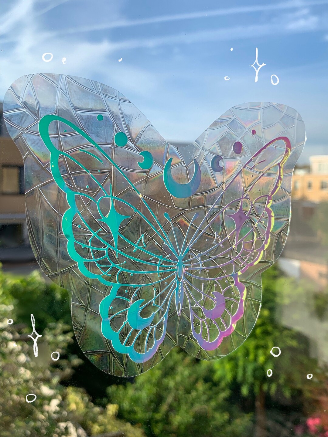 Moon Butterfly Suncatcher - Window Sticker, Sticker, Rainbows ...