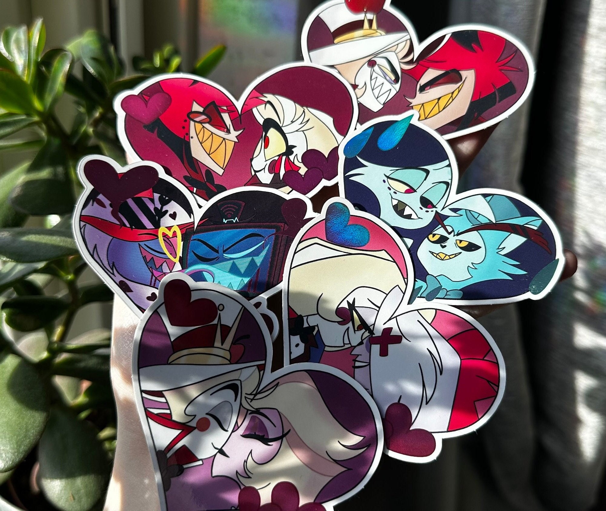 Hazbin Hotel Big Heart Sticker: Alastor, Vaggie, Husk, Angel Dust ...