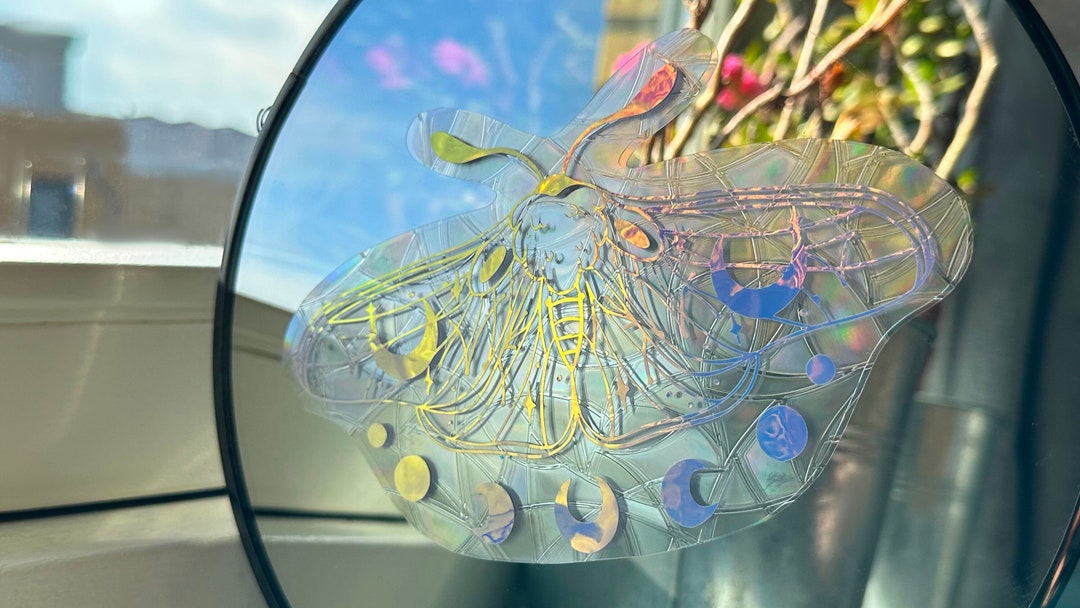 White Moon Moth Suncatcher | Window Sticker, Sticker, Rainbows ...