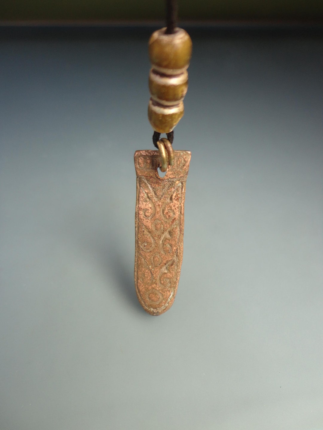 Medieval Slavic Necklace With Glass Beads. Ancient Copper Pendant From ...