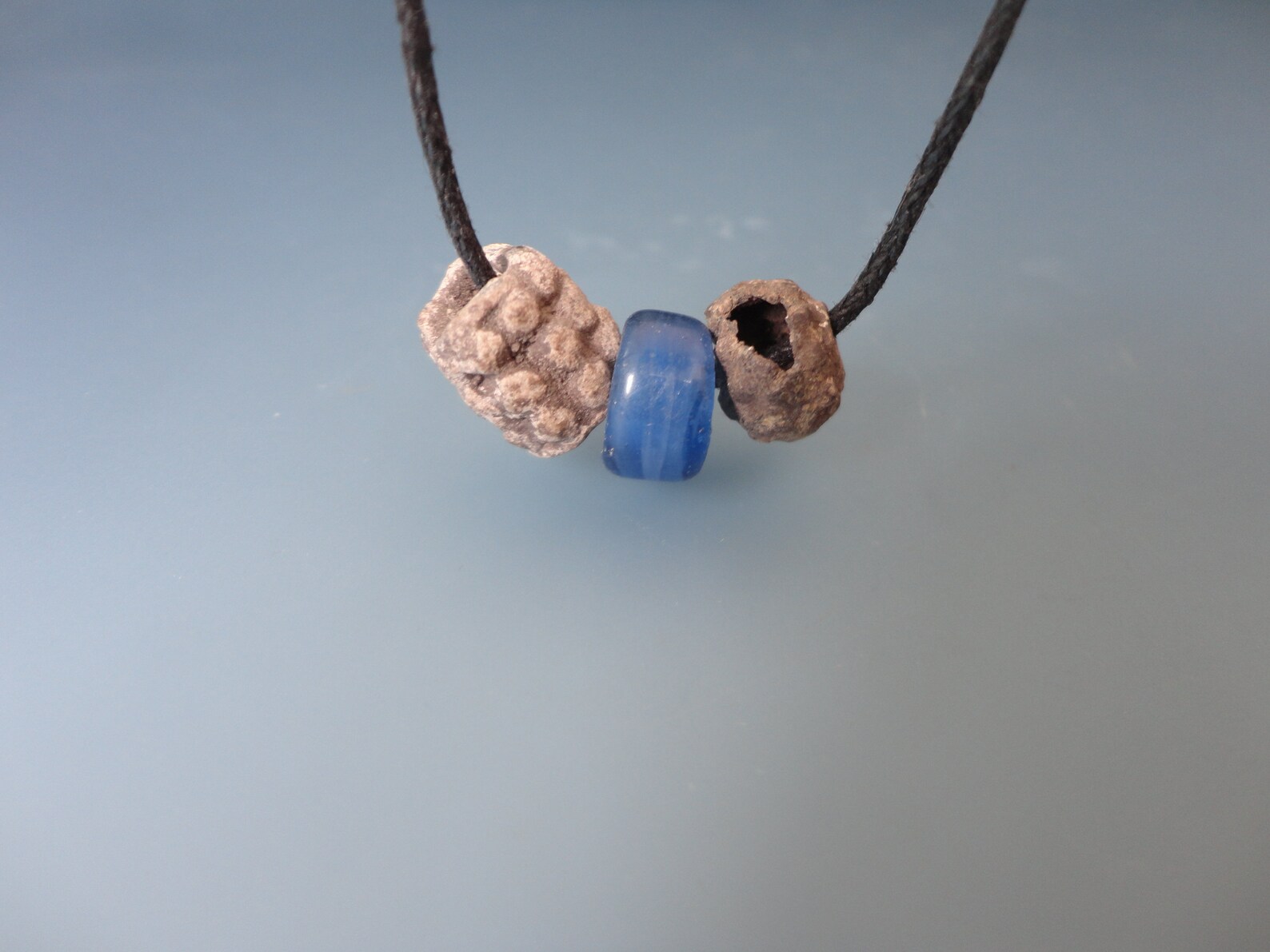 Authentic Medieval Bead Necklace With Blue Glass Stone. Ancient ...