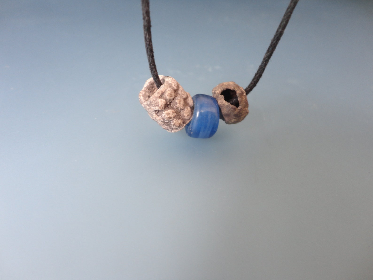 Authentic Medieval Bead Necklace With Blue Glass Stone. Ancient ...