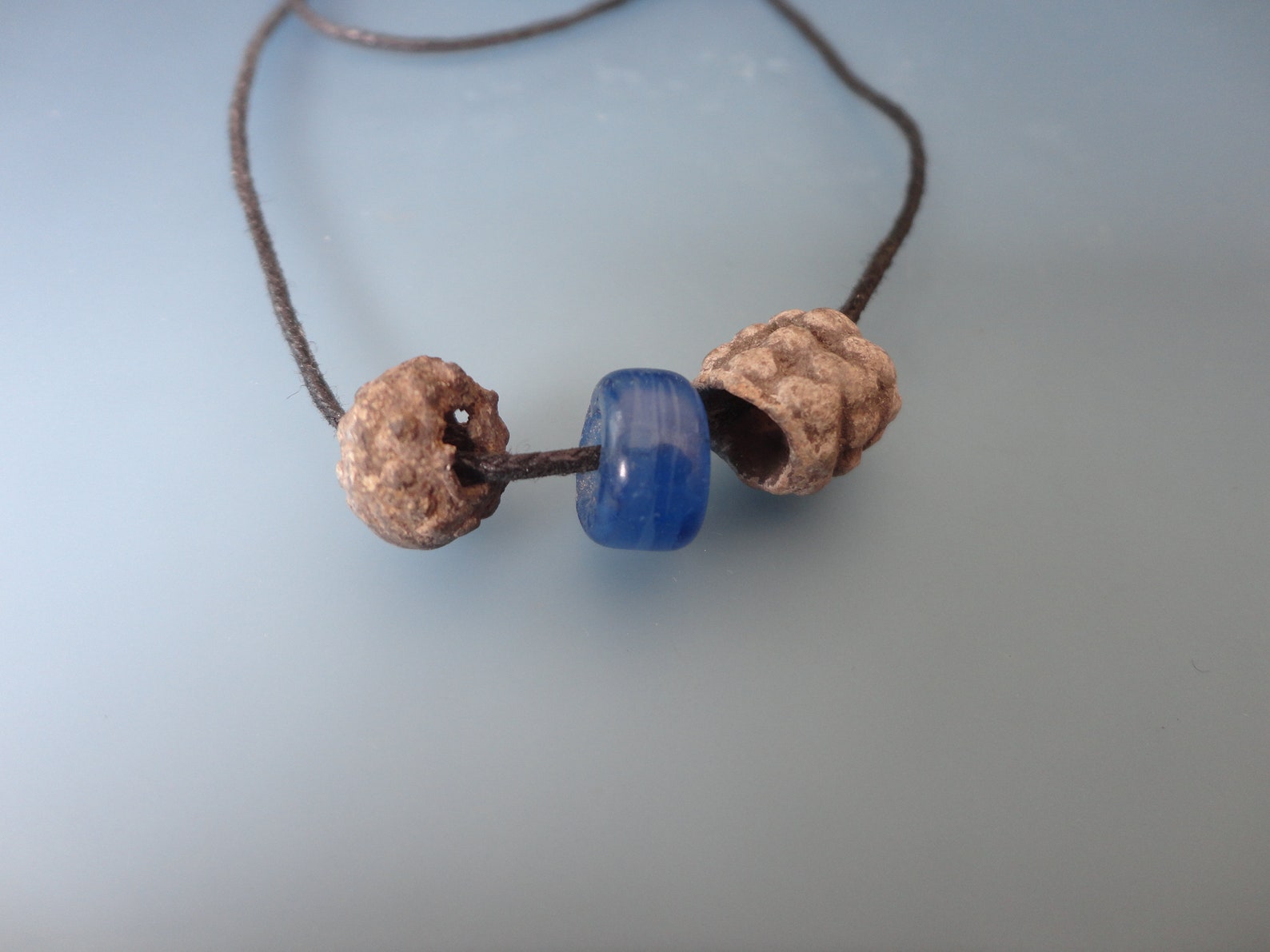 Authentic Medieval Bead Necklace With Blue Glass Stone. Ancient ...