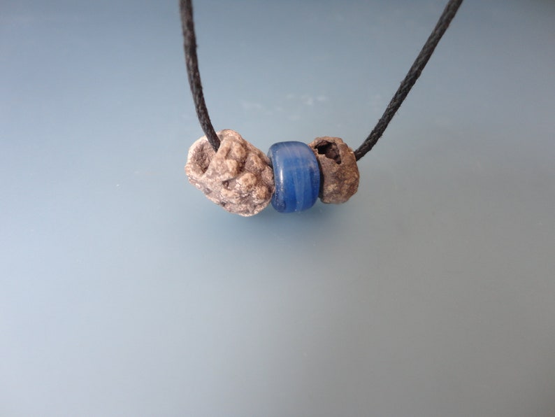 Authentic Medieval Bead Necklace With Blue Glass Stone. Ancient ...