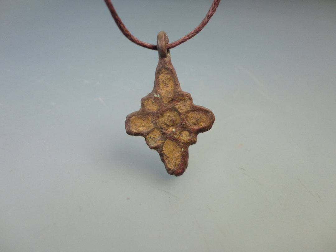 Medieval Authentic Slavic Necklace. Religious Amulet Cross With Enamel ...