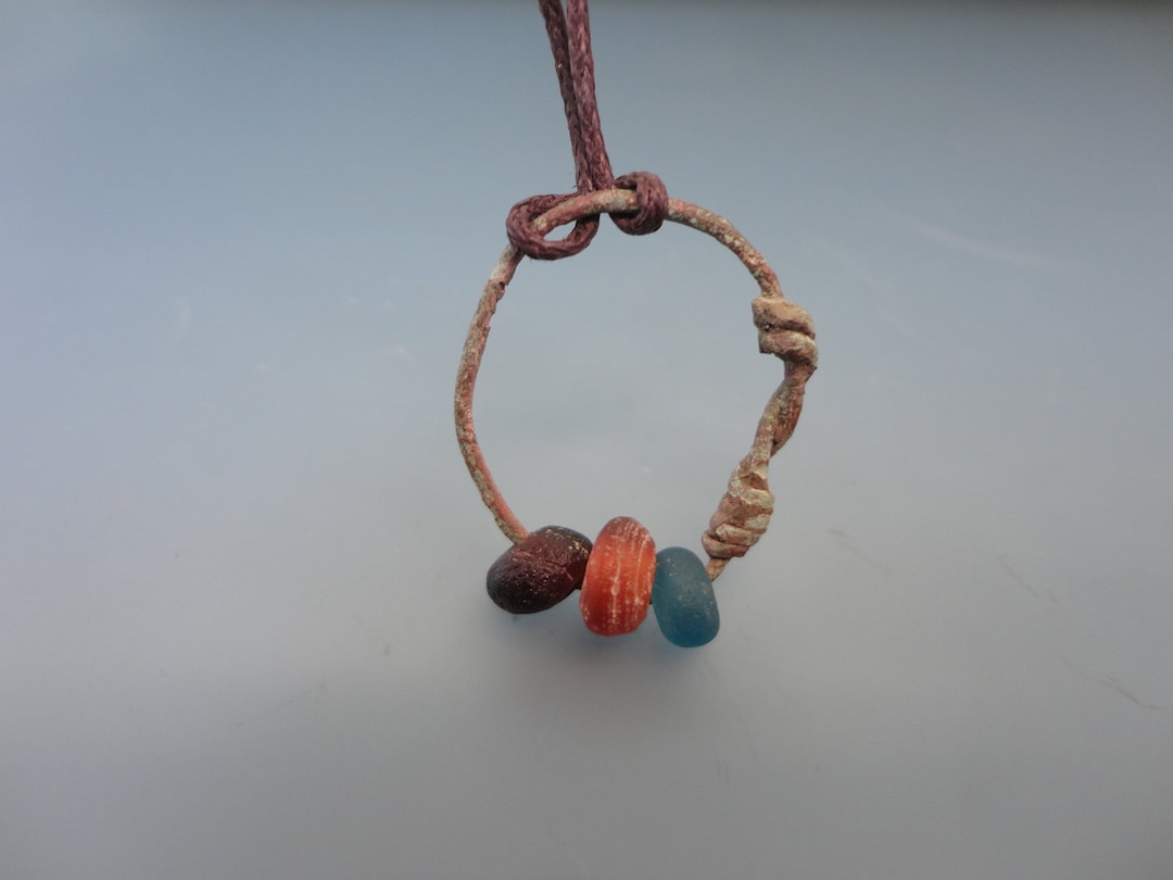 Ancient Primitive Bronze Amulet With Glass Colorful Stones. Pagan ...