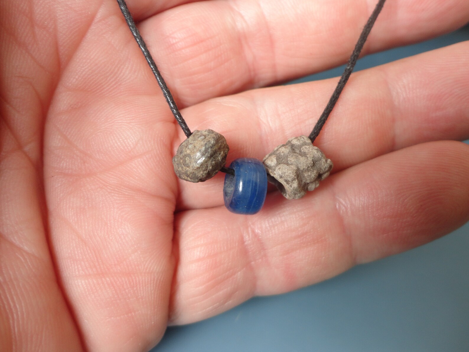 Authentic Medieval Bead Necklace With Blue Glass Stone. Ancient ...