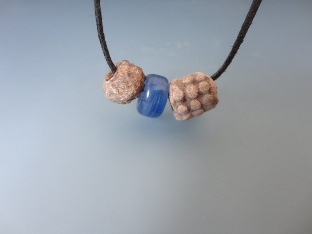 Authentic Medieval Bead Necklace With Blue Glass Stone. Ancient ...
