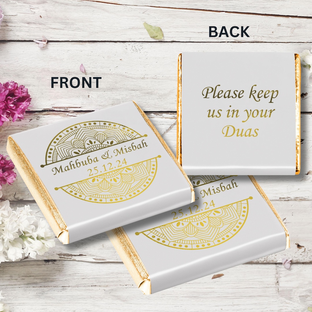 Personalised Chocolate Gold Mandala Nikkah Wedding Party Favours ...