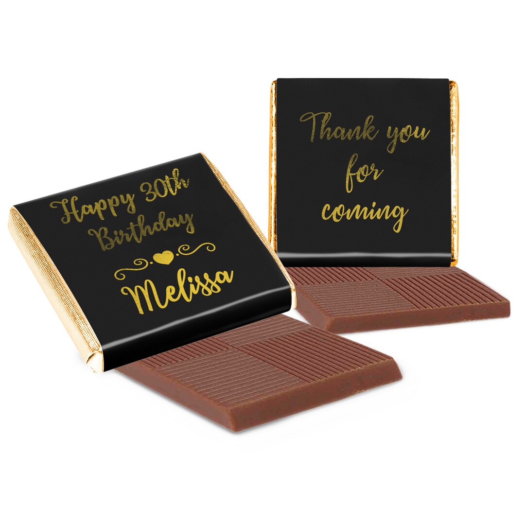Personalised Happy Birthday Party Favours Chocolate Favours Black ...
