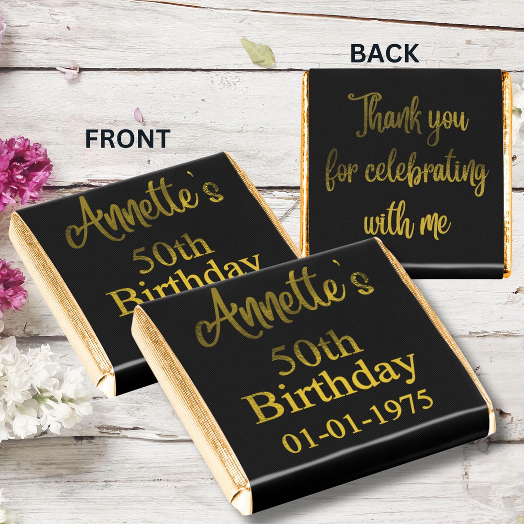 Personalised Happy Birthday Party Favours Chocolate Favours Black ...