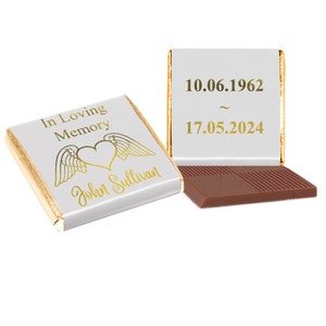 Personalised in Loving Memory Chocolate Favours White With Gold or ...